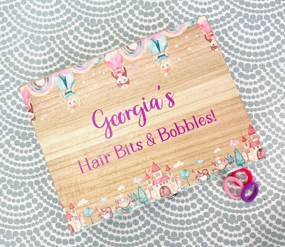 Personalised Hair Accessories Storage Box / Hair Bobbles Bows | Etsy UK