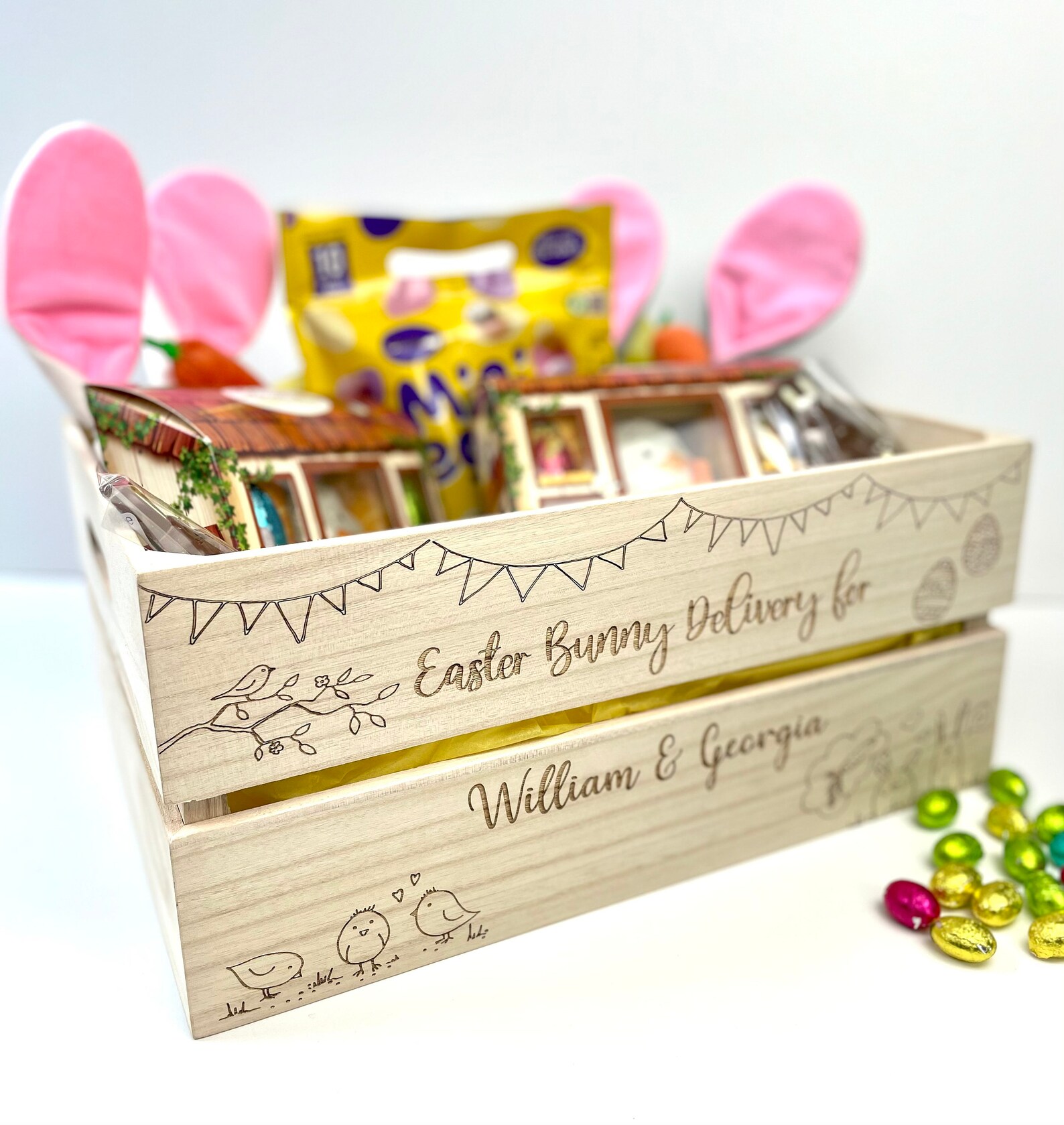 Personalised Easter Crate / Easter Hamper / Personalised | Etsy