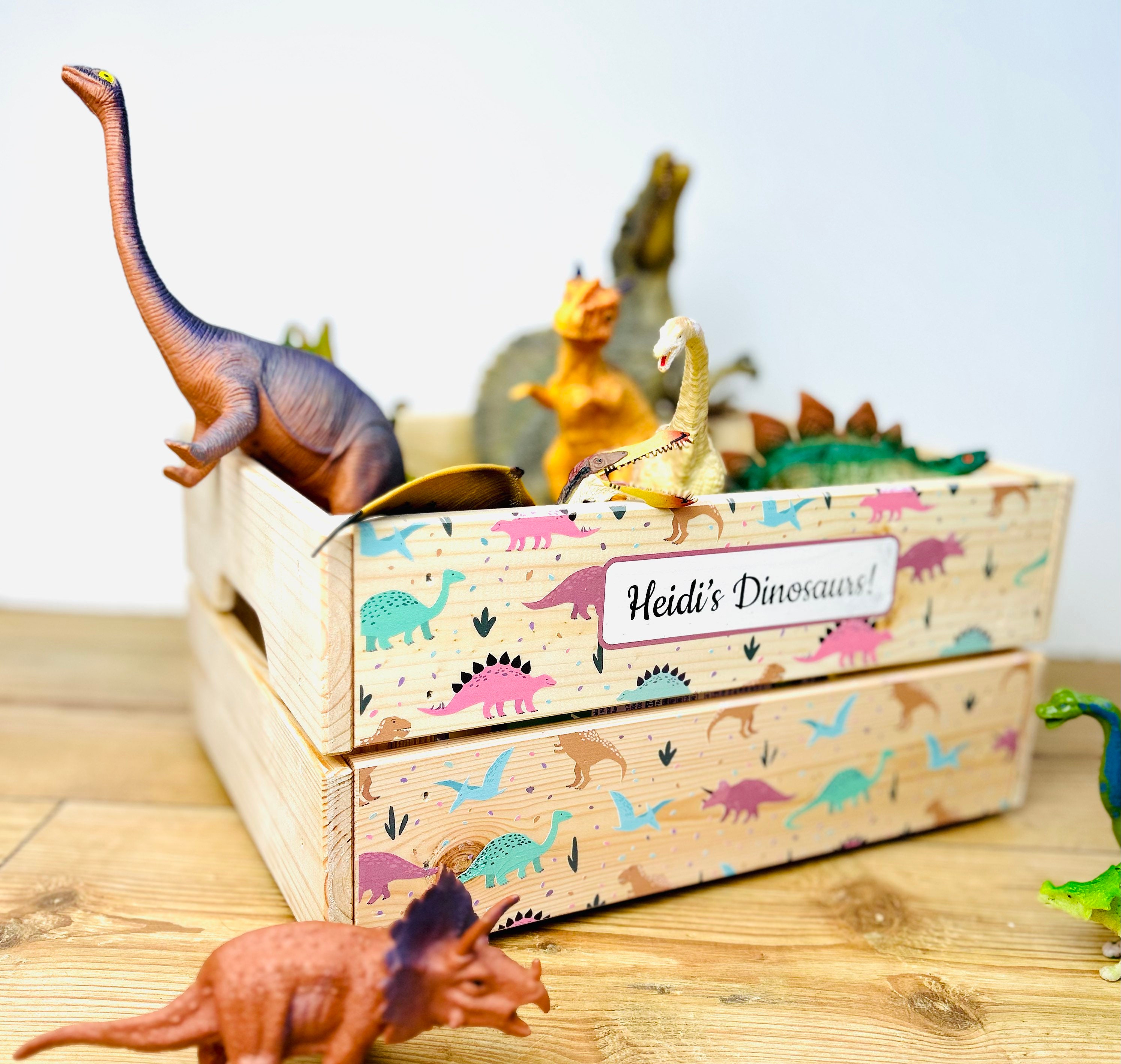 Personalised Wooden Toy Storage Box / Toy Crate / Dinosaurs / - Etsy
