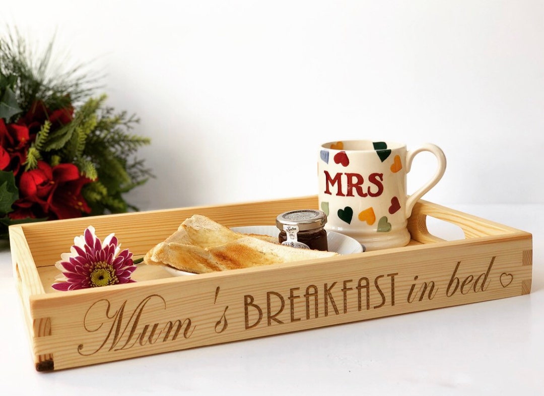Personalised Breakfast Tray / Wooden Tray / Engraved Tray / Valentines ...