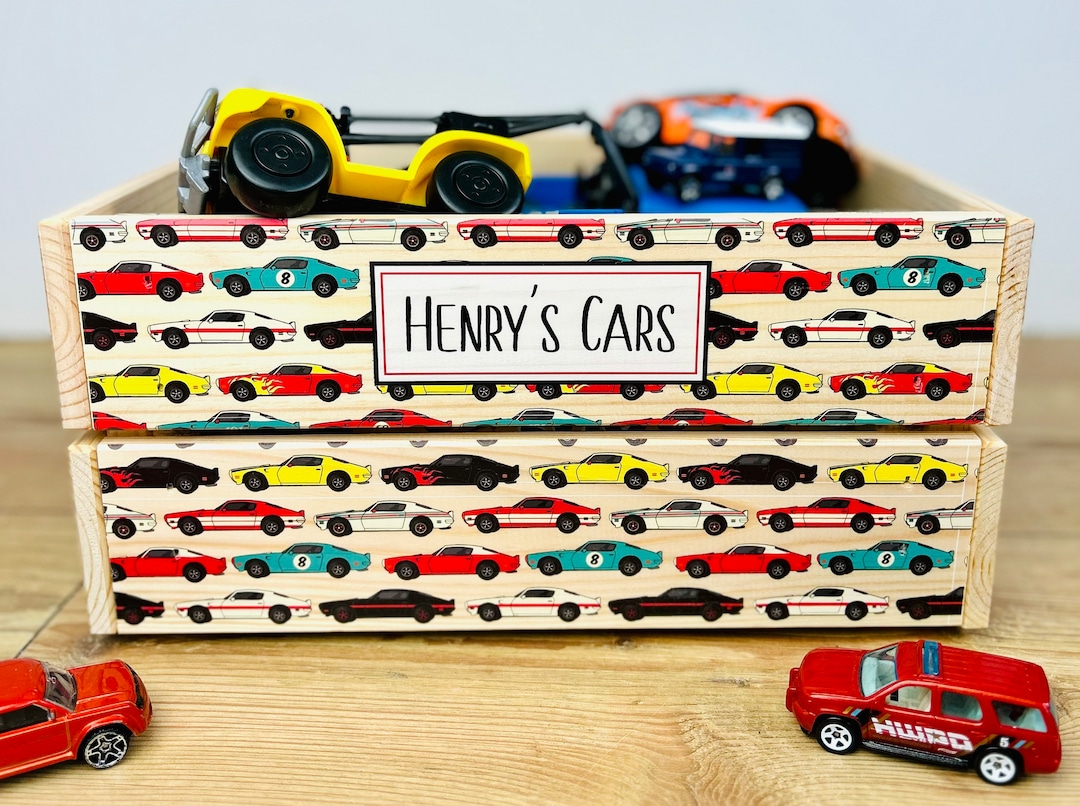 Personalised Wooden Toy Storage Box / Toy Crate / Toy Car Storage ...