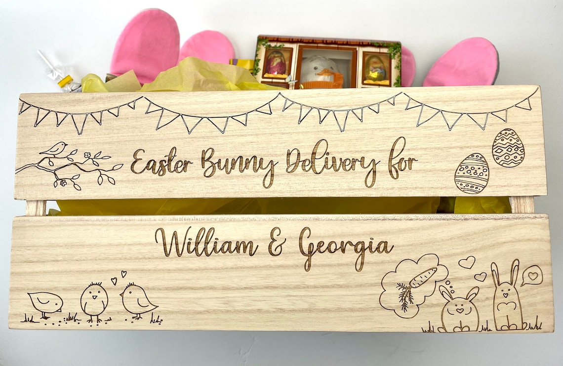 Personalised Easter Crate / Easter Hamper / Personalised | Etsy