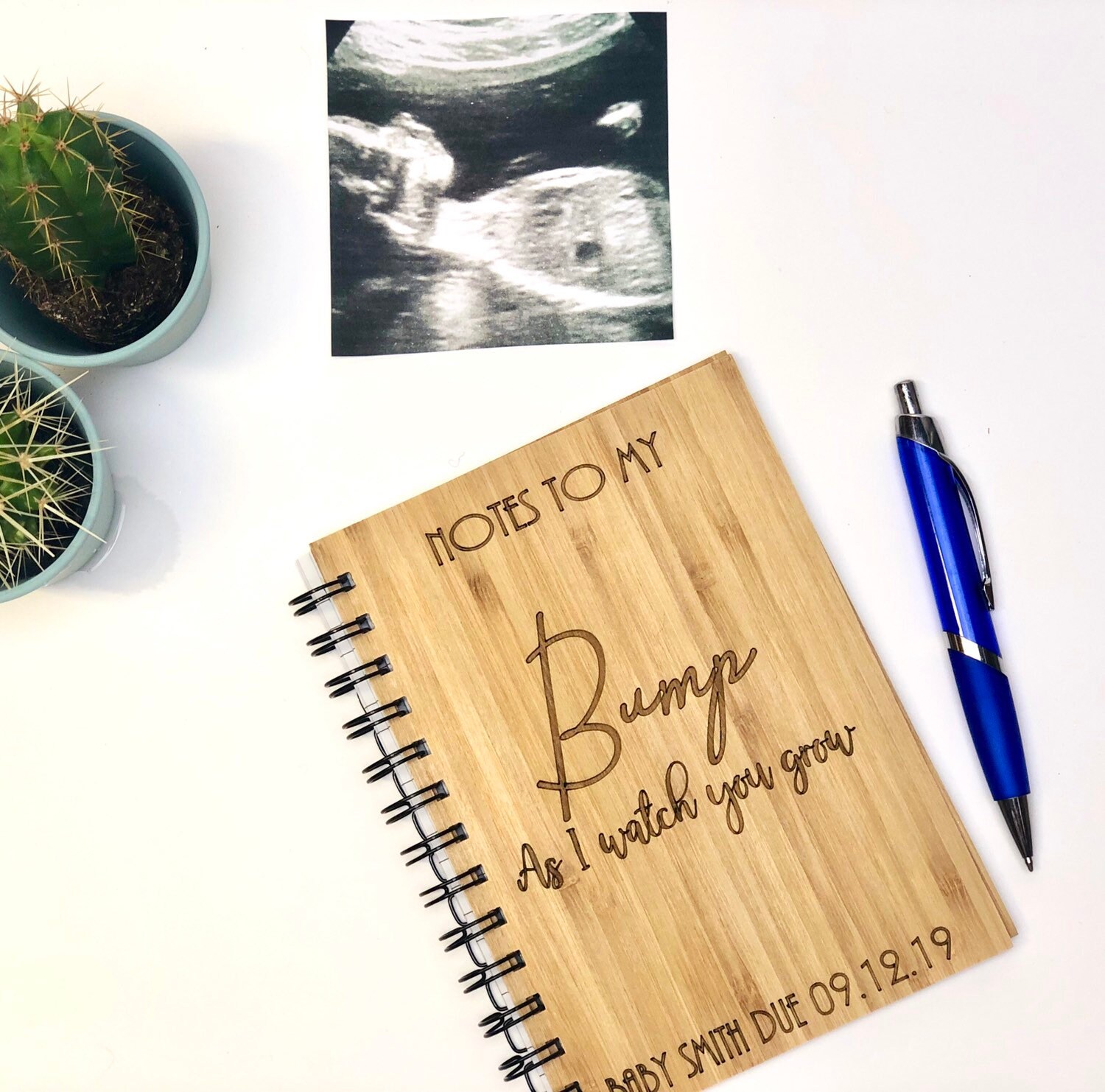 Personalised pregnancy diary / notes to bump engraved notepad | Etsy