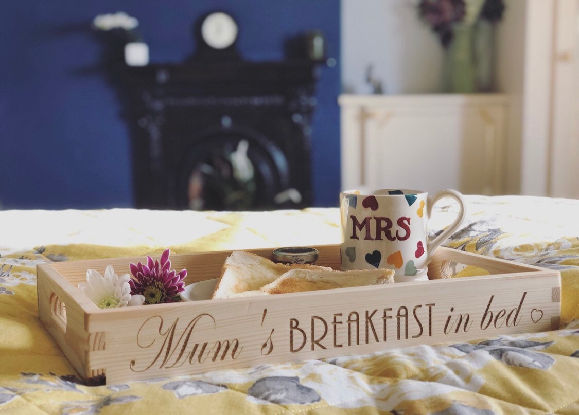 Personalised Breakfast Tray / Wooden Tray / Engraved Tray / Valentines ...