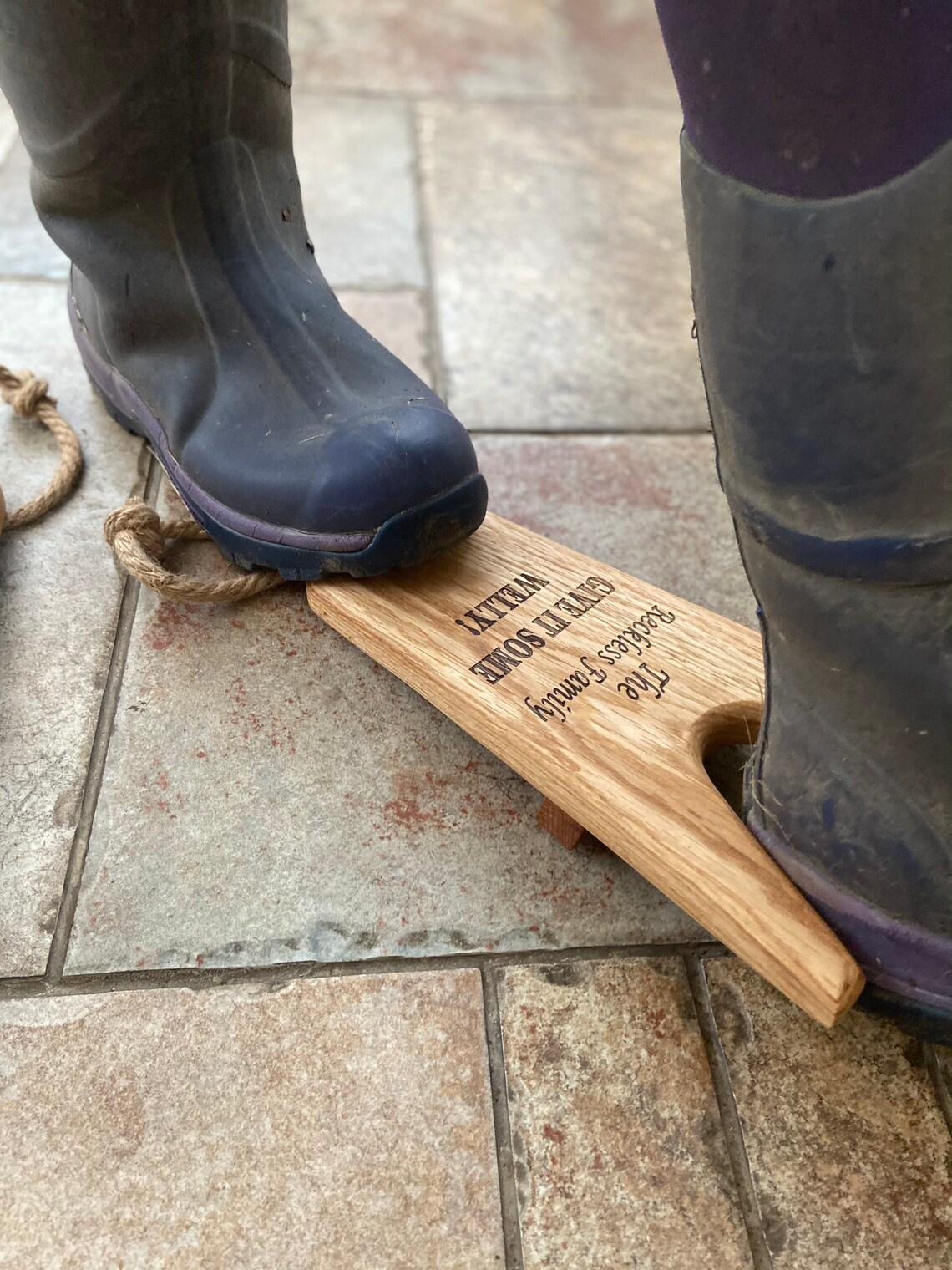 Personalised Boot Jack / Solid Oak Welly Jack / Shoehorn /gift for ...