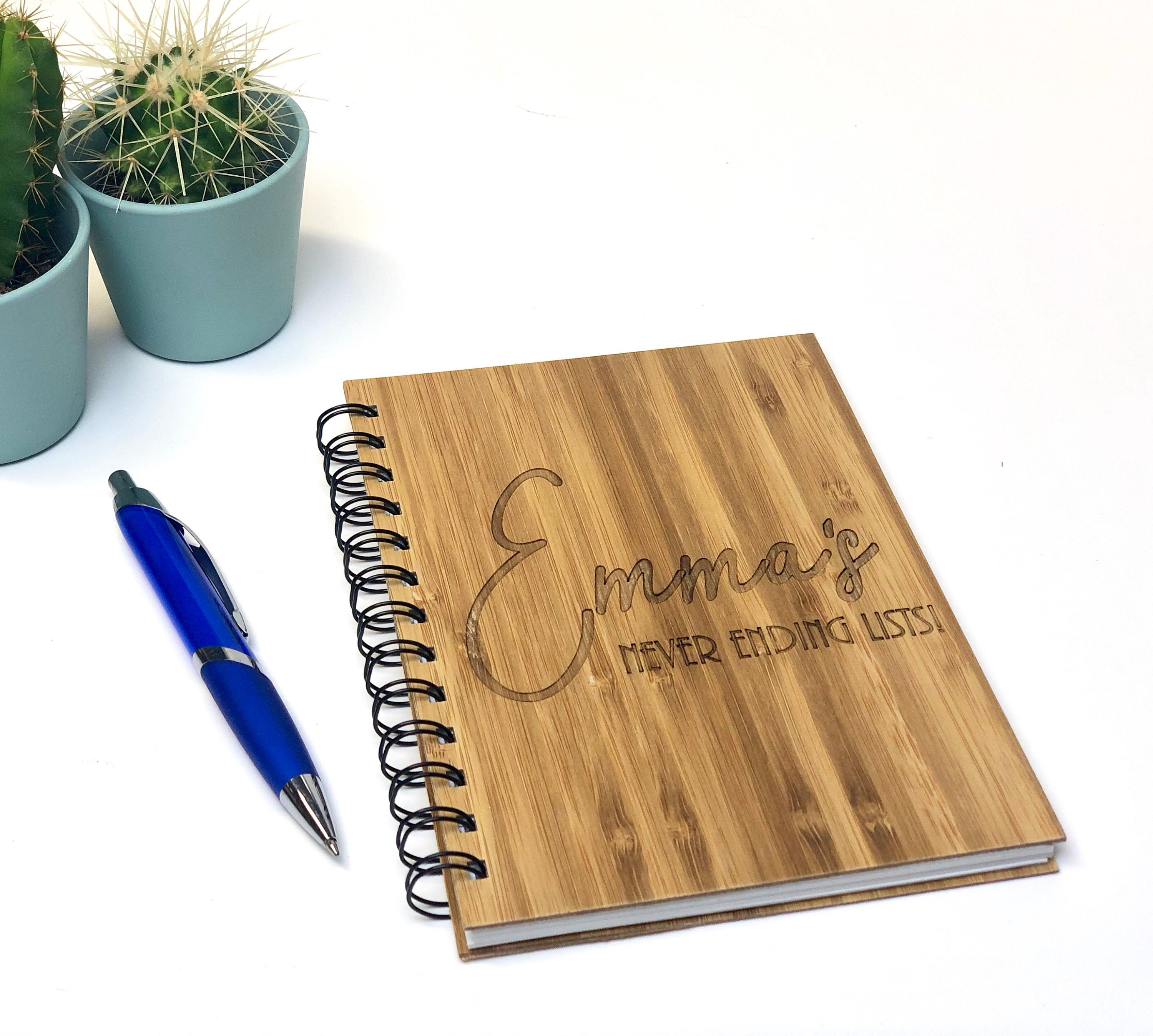 Personalised Notebook / Engraved Note Pad / Writing Jotted / Bamboo ...