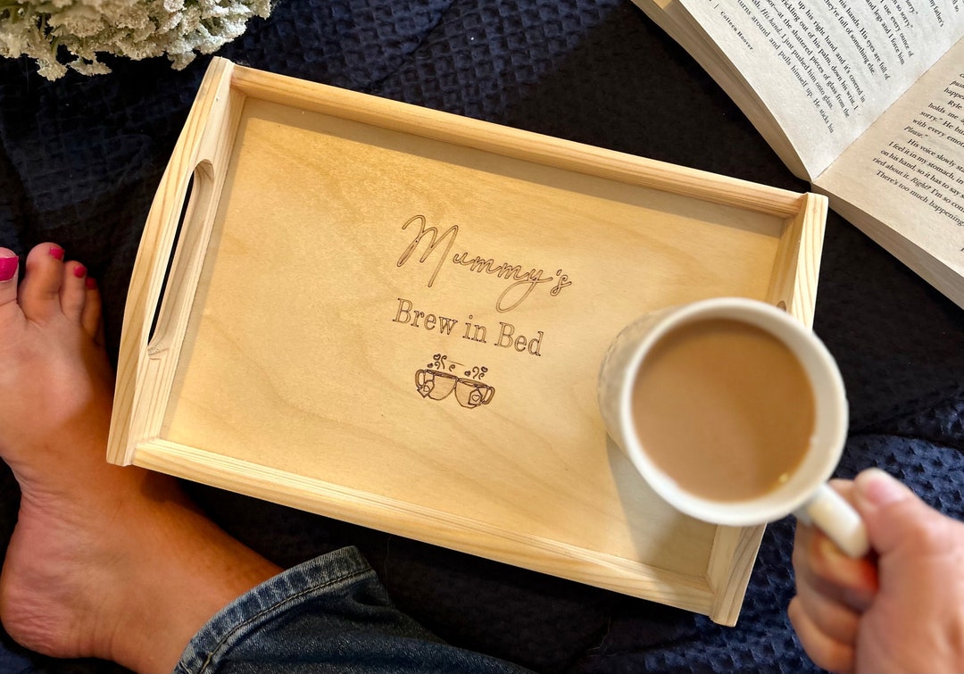 Personalised Tea Tray / Wooden Tray / Engraved Tray / Valentines Gift / Mother's Day Gift ...