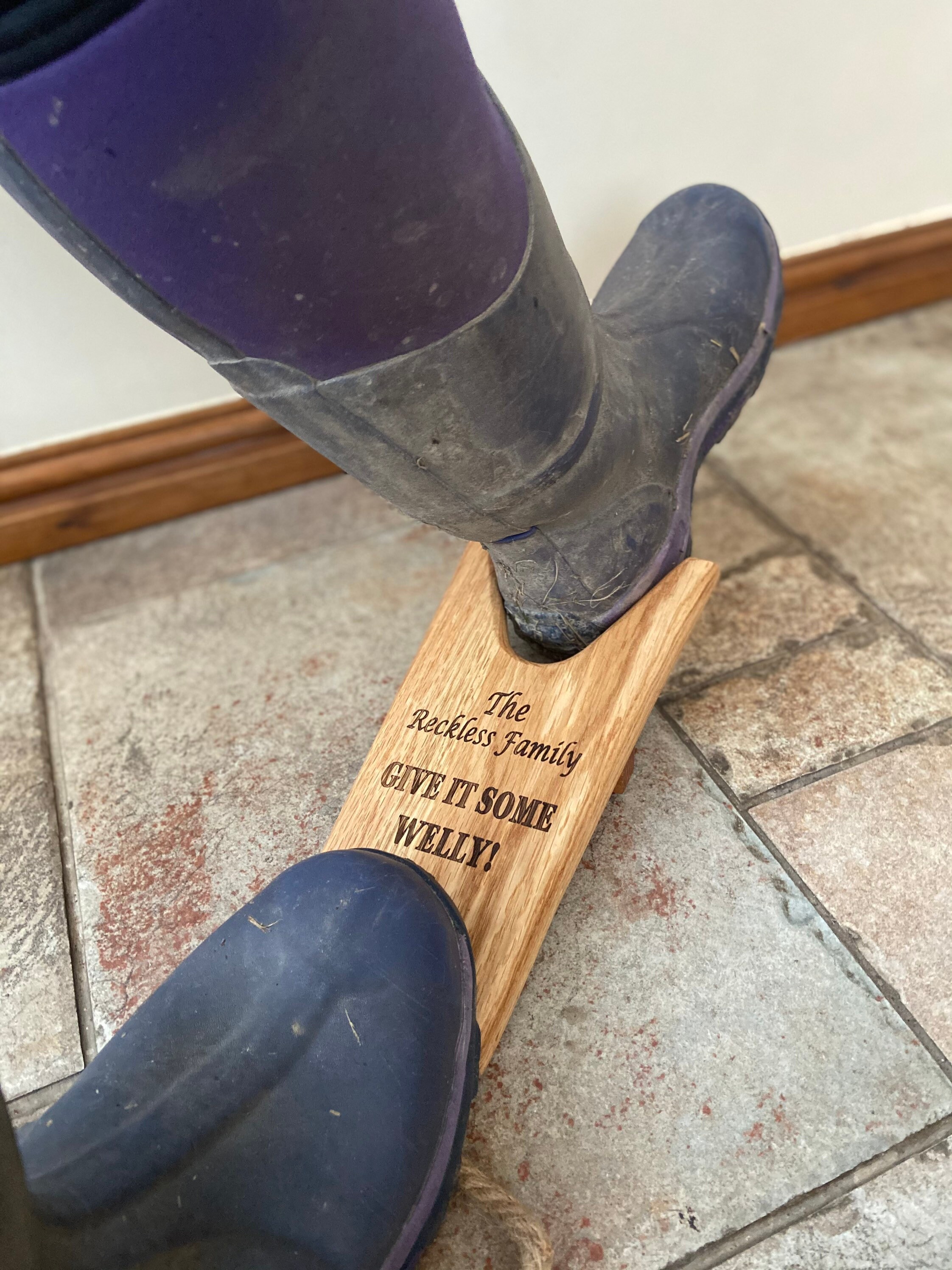 Personalised Boot Jack / Solid Oak Welly Jack / Shoehorn /gift for ...