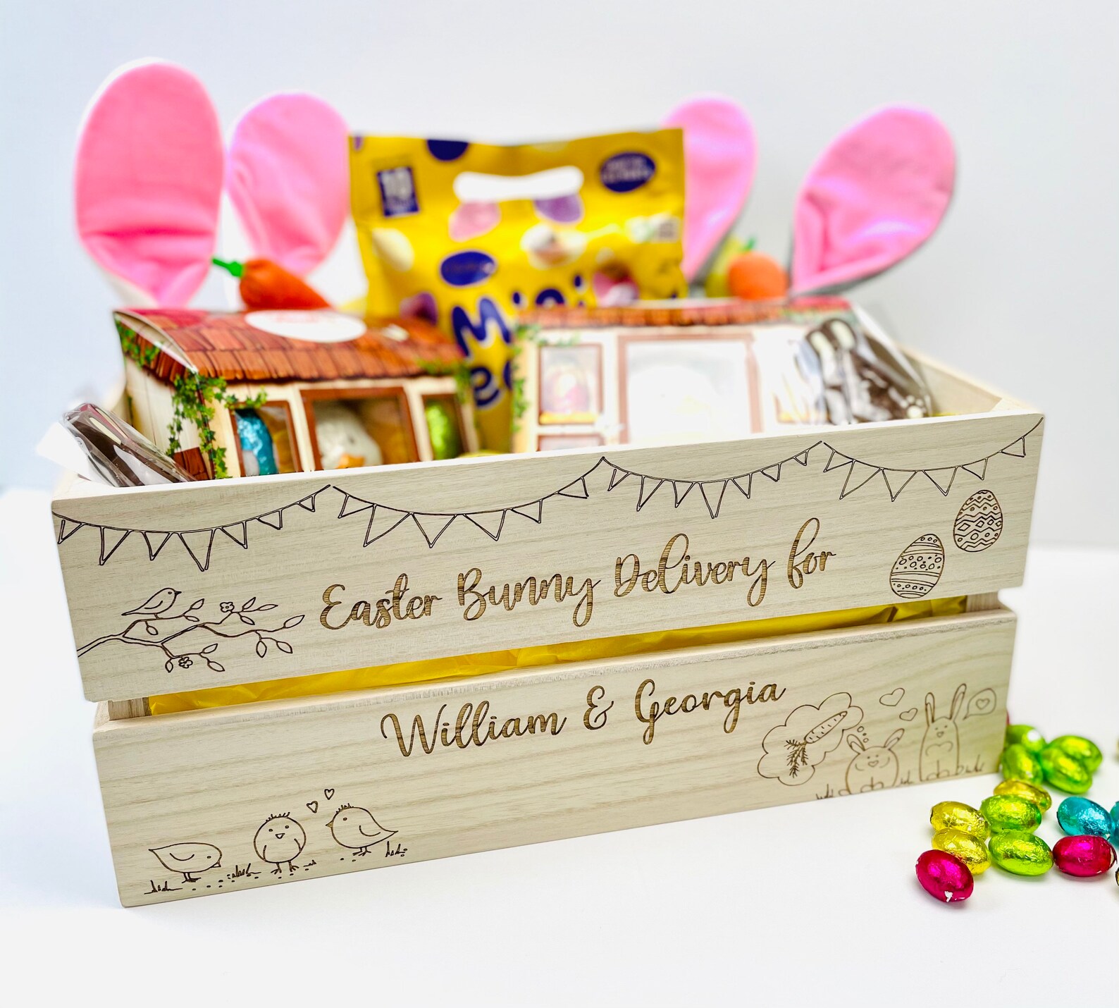 Personalised Easter Crate / Easter Hamper / Personalised - Etsy
