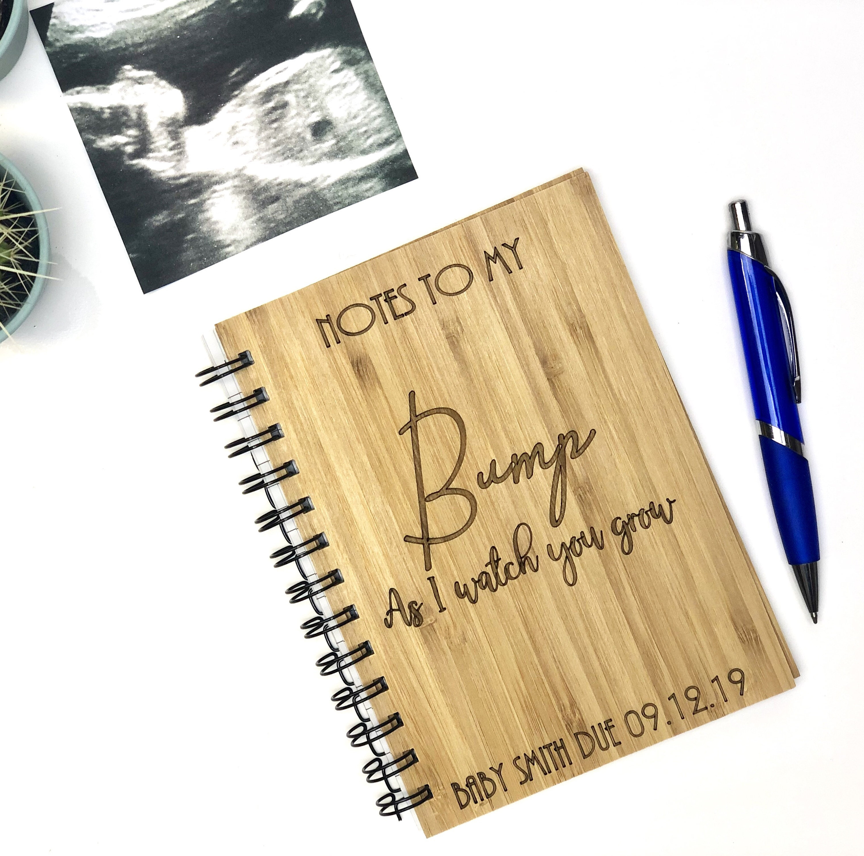 Personalised pregnancy diary / notes to bump engraved notepad | Etsy