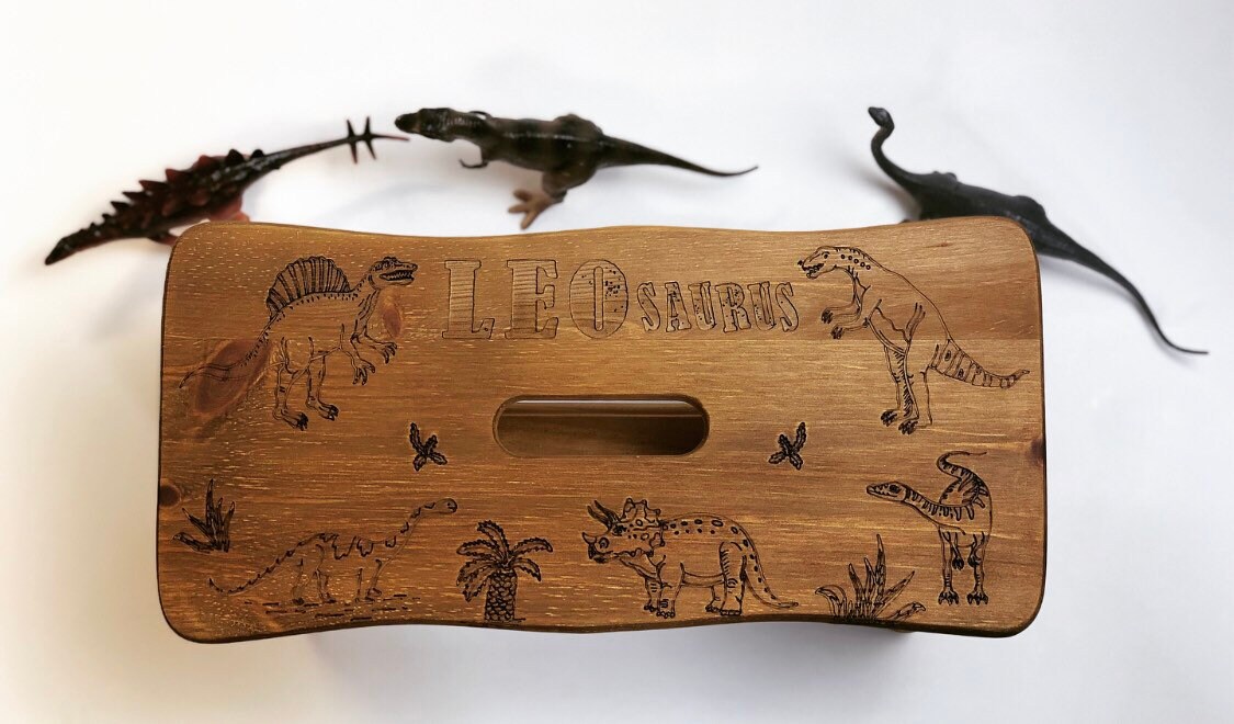Personalised children's dinosaur stool / wooden step / | Etsy