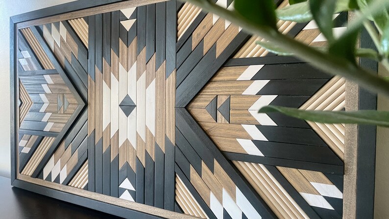 Nala Aztec Wooden Wall Mosaic Geometric Wood Wall Art Bold Modern ...
