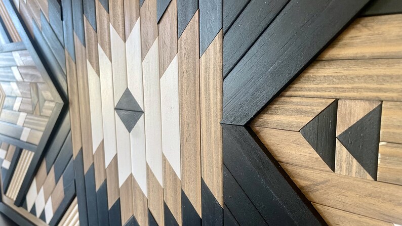 Nala Aztec Wooden Wall Mosaic Geometric Wood Wall Art Bold Modern ...