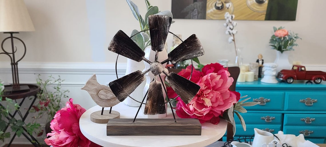 Tabletop Windmill Tiered Tray Windmill Farmhouse Windmill | Etsy