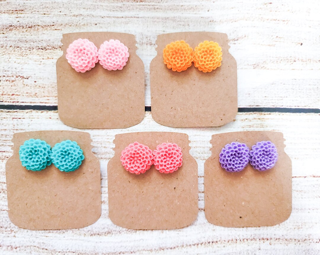 Pendientes Mum Stud-Flat Mums - Etsy España