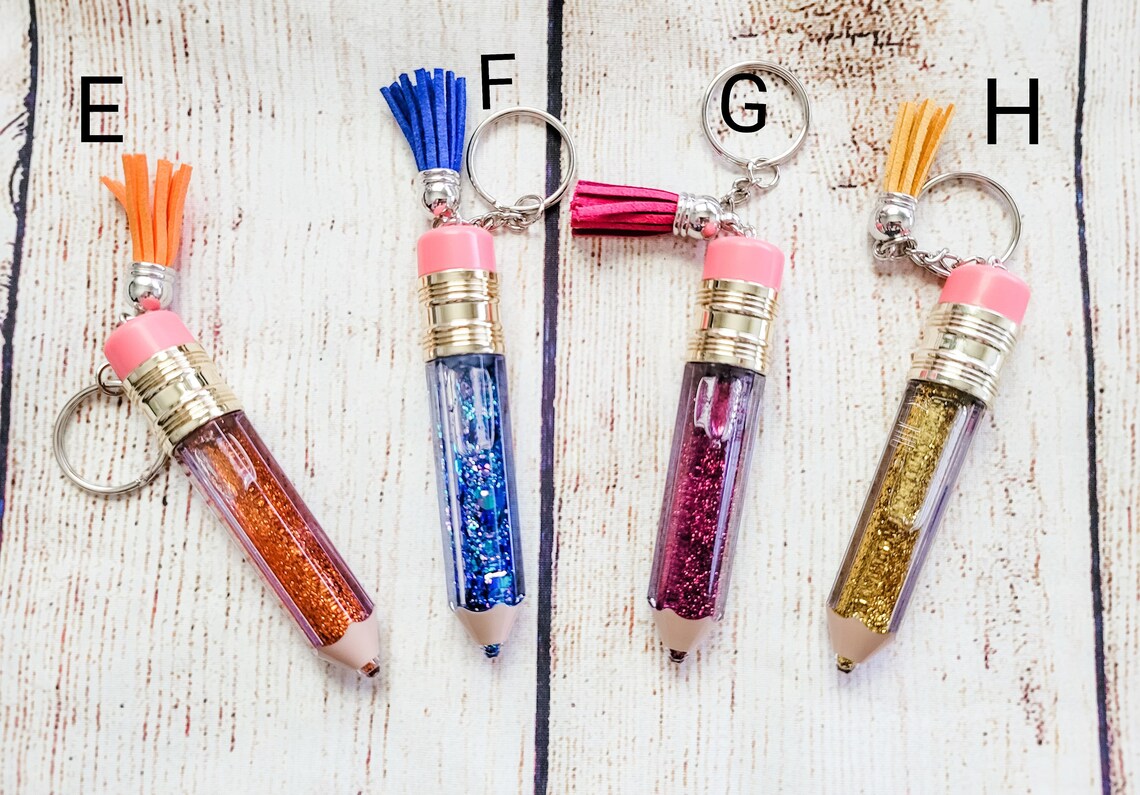 Pencil Keychain Teacher Gift Glitter Keychain Teacher Appreciation Gift ...