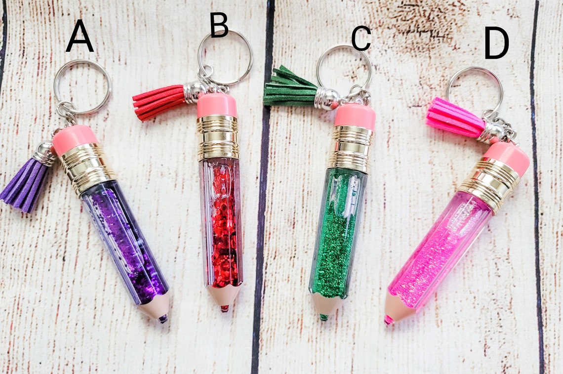 Pencil Keychain Teacher Gift Glitter Keychain Teacher Appreciation Gift ...