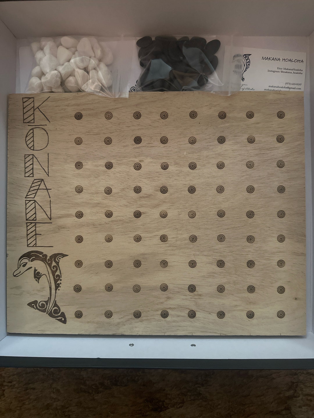 KŌNANE - Authentic Hawaiian Board Game (even/odd Play) W/ Dolphin Decor ...