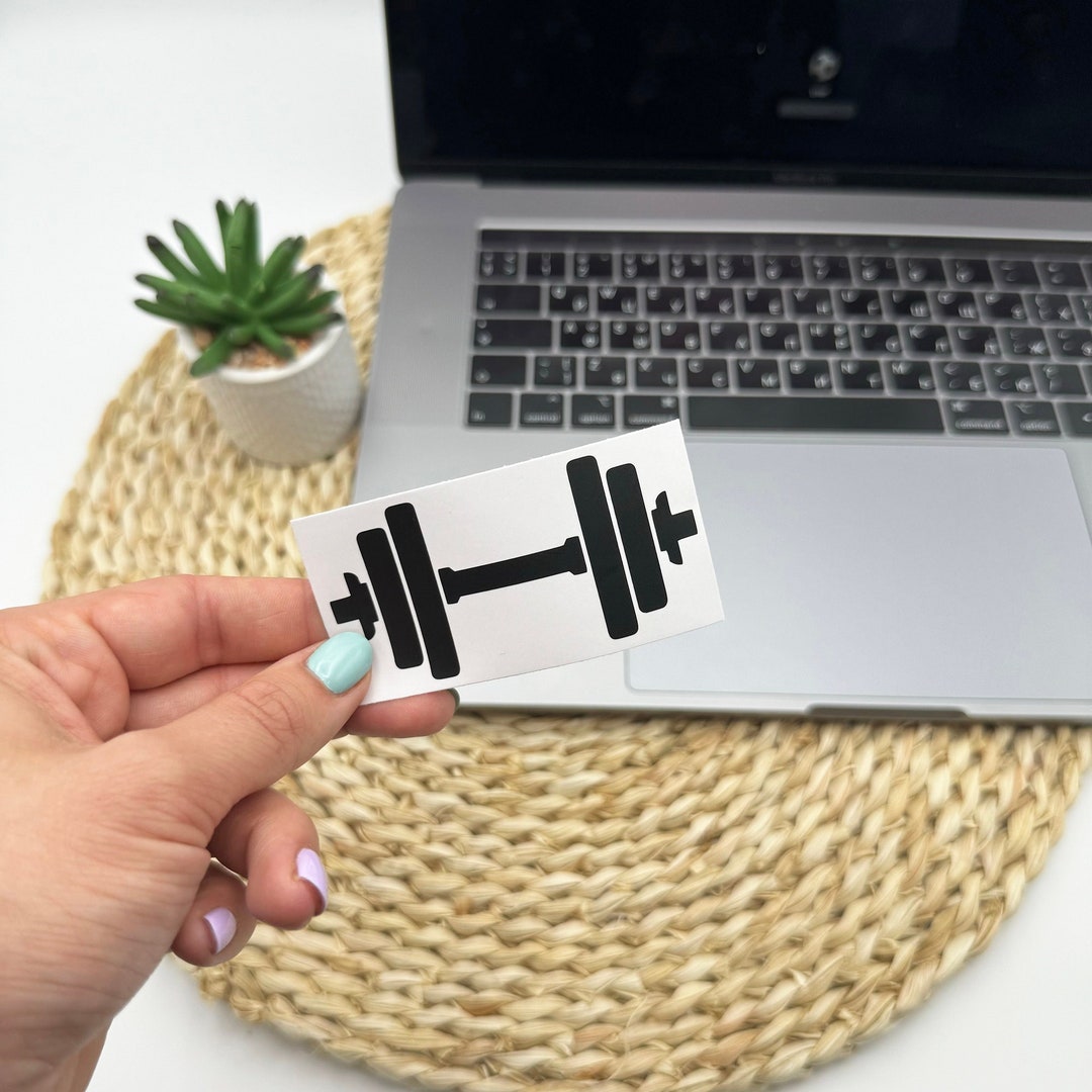 Barbell Vinyl Decal, Dumbbell Decal, Gym Decal, Barbell Sticker Laptop ...