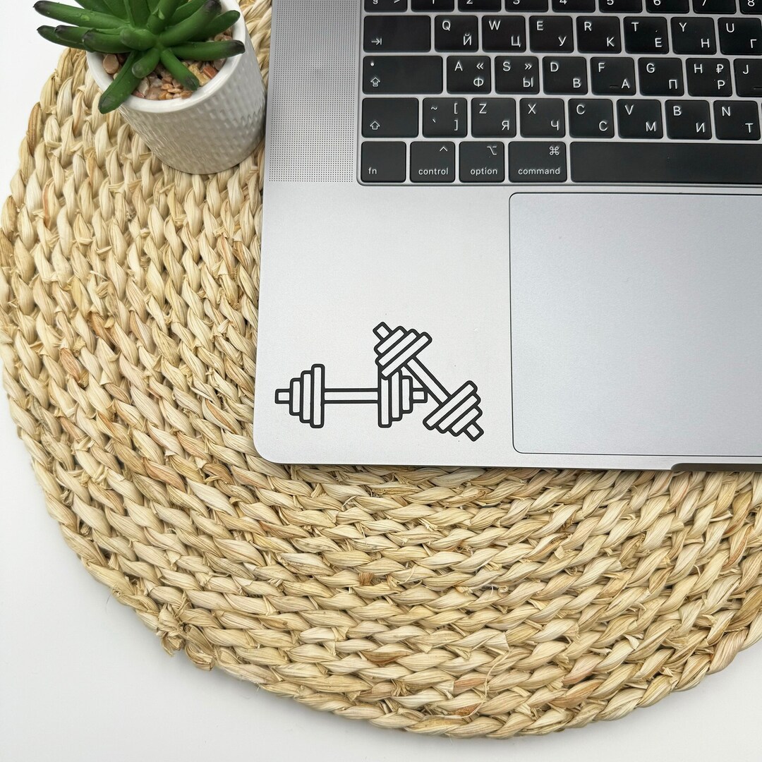 Barbell Vinyl Decal, Dumbbell Decal, Gym Decal, Barbell Sticker Laptop ...