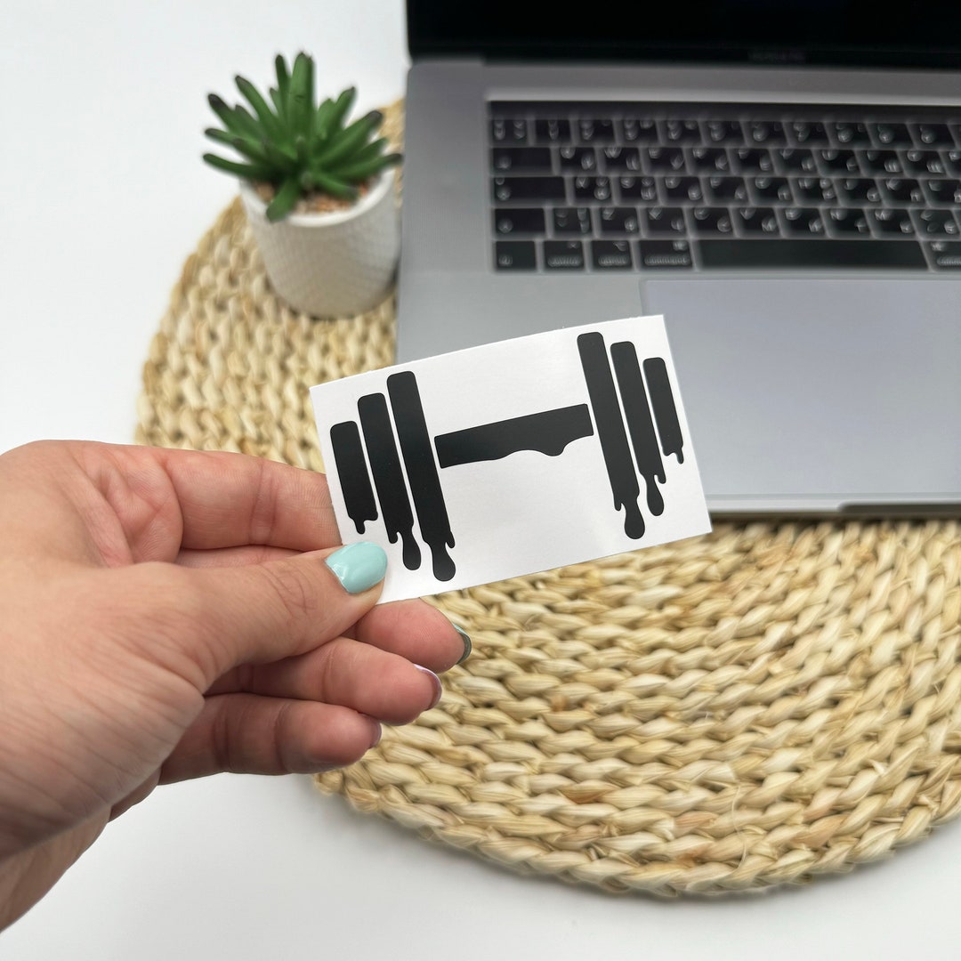 Barbell Vinyl Decal, Dumbbell Decal, Gym Decal, Barbell Sticker Laptop ...