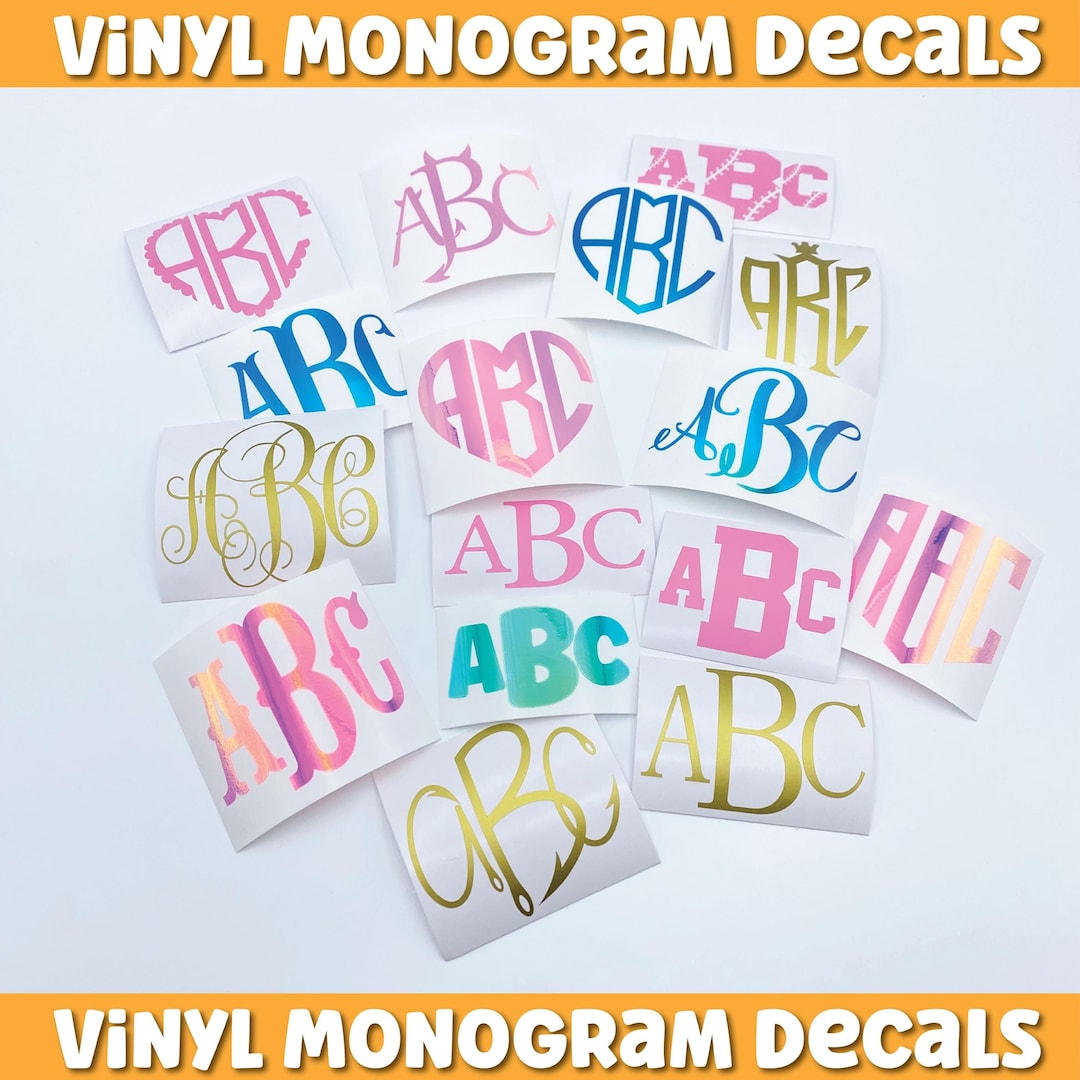 Personalized Vinyl Monogram Decal Sticker, Monogram Name Stickers ...