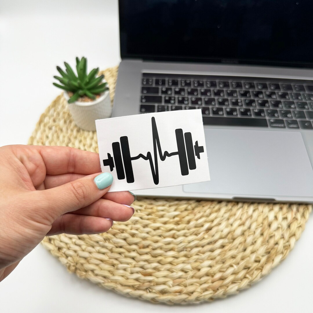 Barbell Vinyl Decal, Dumbbell Decal, Gym Decal, Barbell Sticker Laptop ...