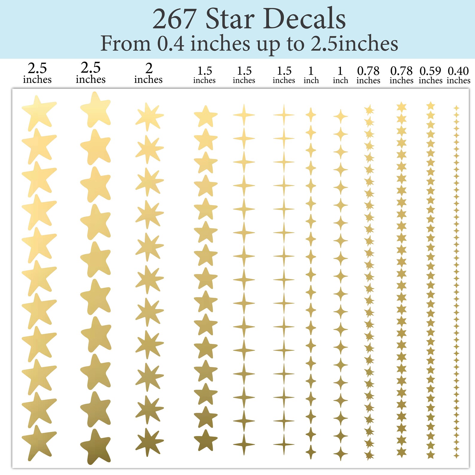 Set of 267 Wall Stars Decals, Star Stickers, Star Decals Set, Stars ...