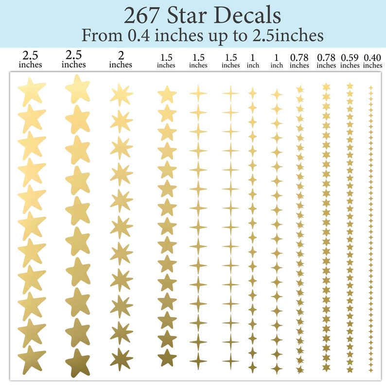 Set of 267 Wall Stars Decals, Star Stickers, Star Decals Set, Stars ...