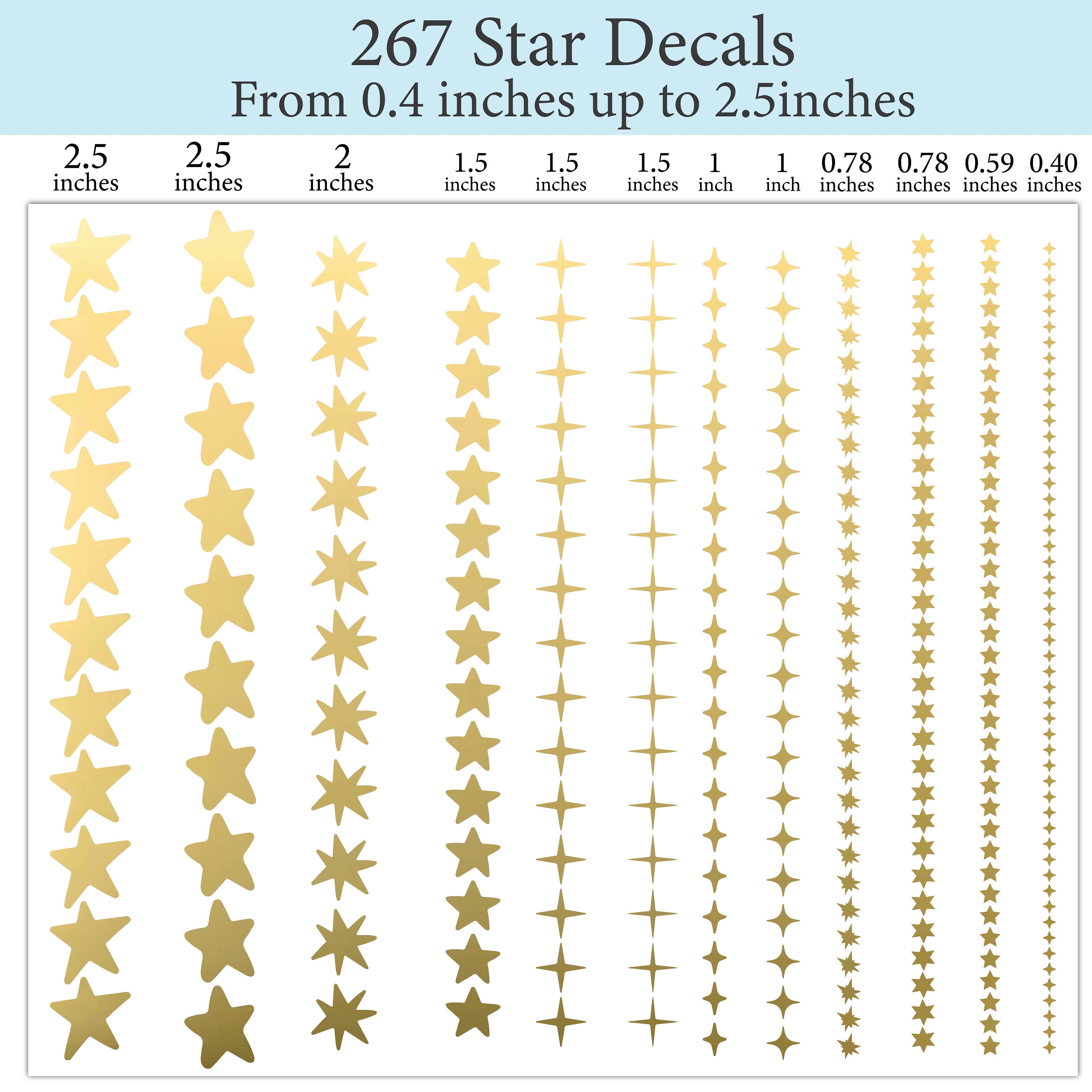 Set of 267 Wall Stars Decals, Star Stickers, Star Decals Set, Stars ...