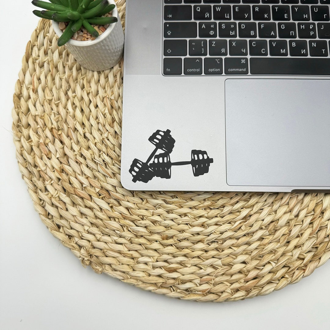 Barbell Vinyl Decal, Dumbbell Decal, Gym Decal, Barbell Sticker Laptop ...