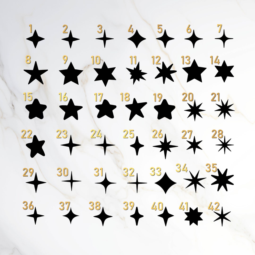 Set of 50 Star Decals, Star Sticker, Star Decal Set, Star Vinyl Decals ...