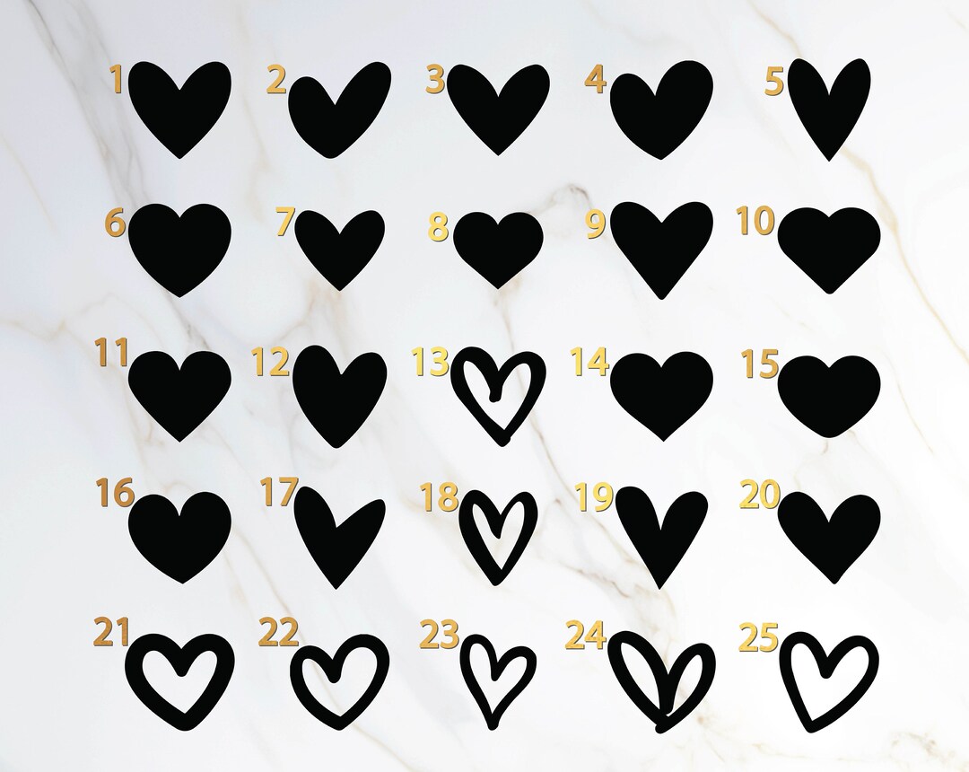 Set of 50 Heart Decals, Heart Stickers, Heart Sticker Set, Heart Vinyl ...