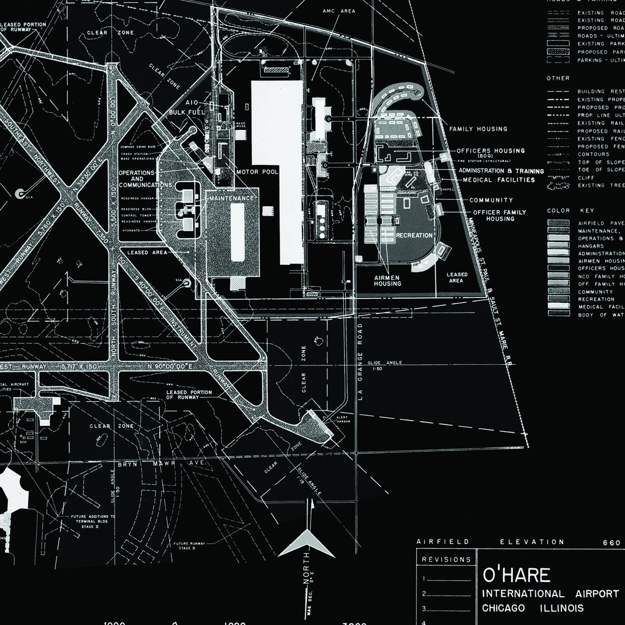 Chicago Ohare O'hare Airport Plans Diagram Map Print ORD USAF Top ...