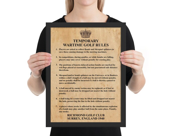 WWII temporary Wartime Golf Rules Sign Handmade Vintage WW2 History ...