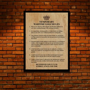 WW2 WWII Golf Rules Poster World War Memorabilia WW2 Collector World ...