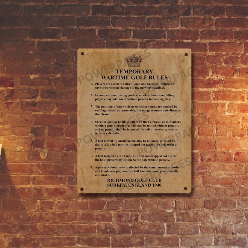 WW2 WWII Golf Rules Poster World War Memorabilia WW2 Collector World ...