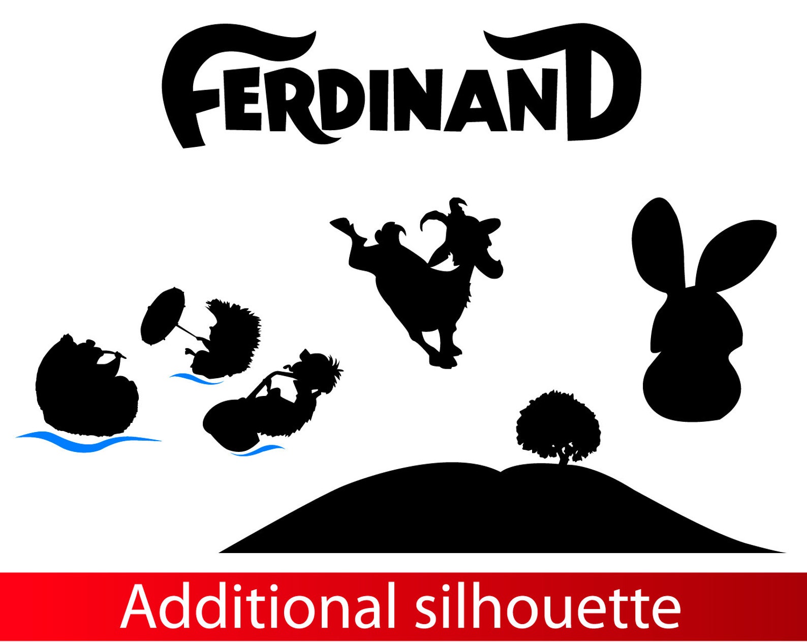 SVG Ferdinand dibujo toro silueta plantilla plantilla png cricut cameo ...