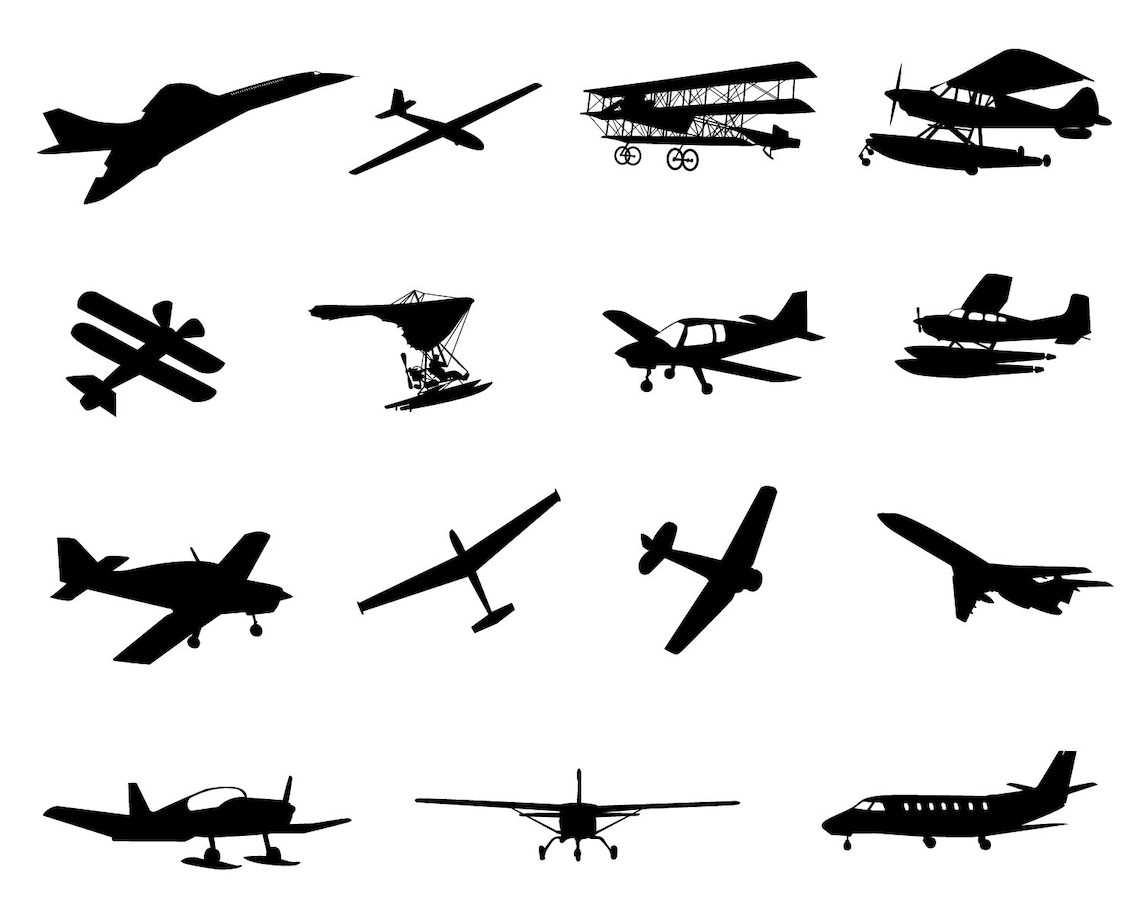 SVG Planes silueta archivos de corte láser vector editable aviones ...