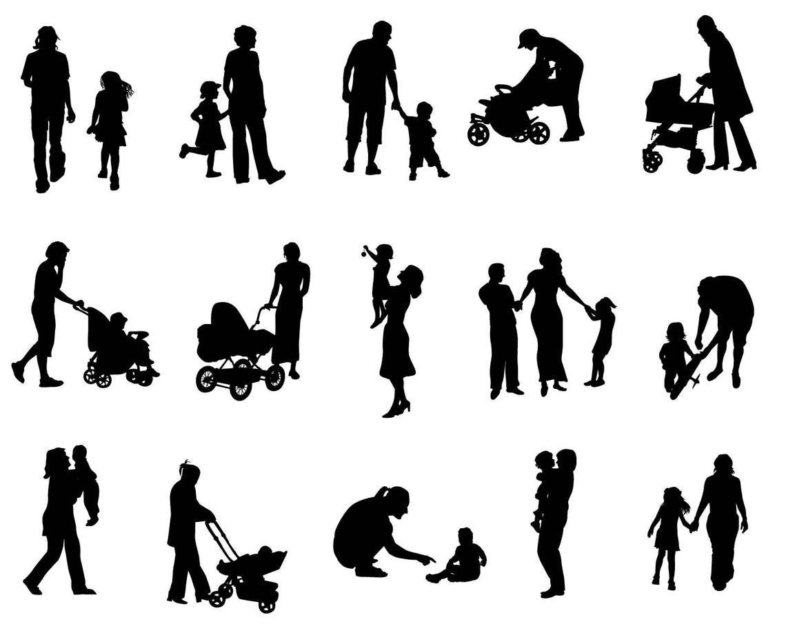 Famiglia svg persone sagoma genitori laser taglio i bambini file cameo ...