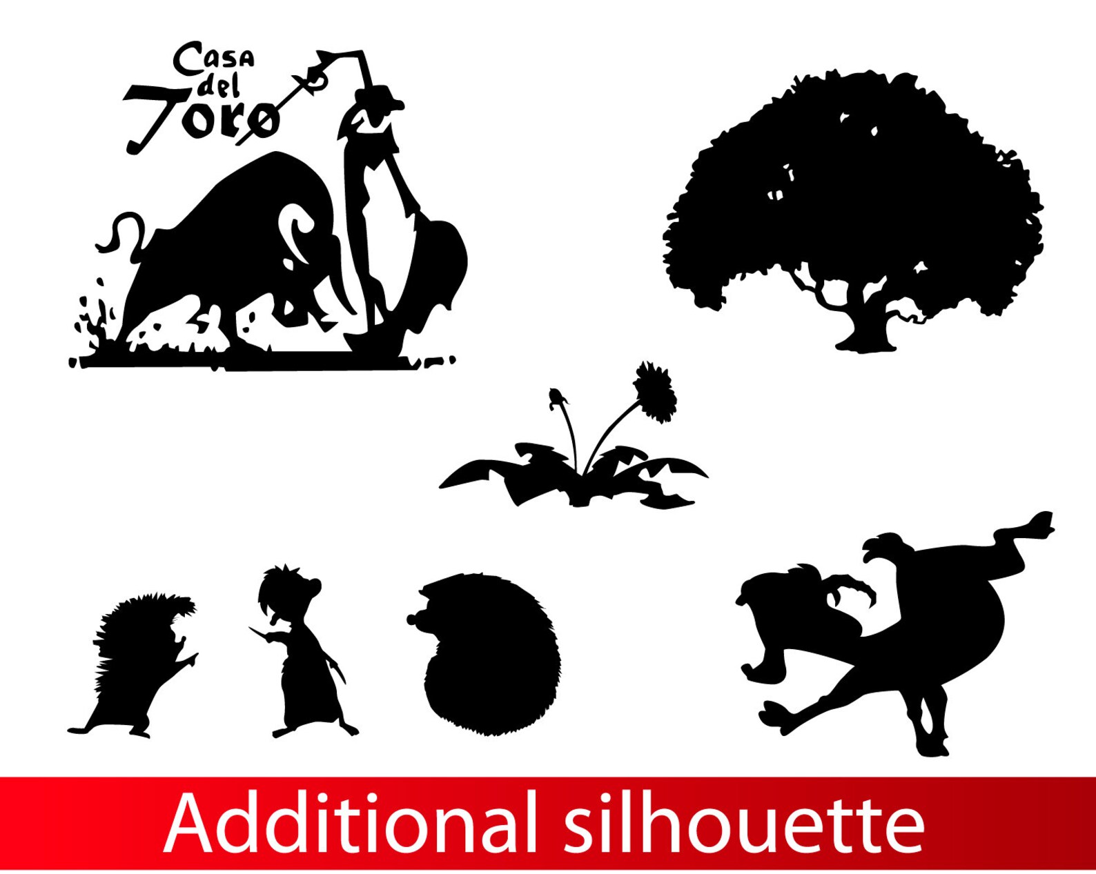 SVG Laser Cut Vector Stencil Files of Ferdinand Cartoon Silhouette ...