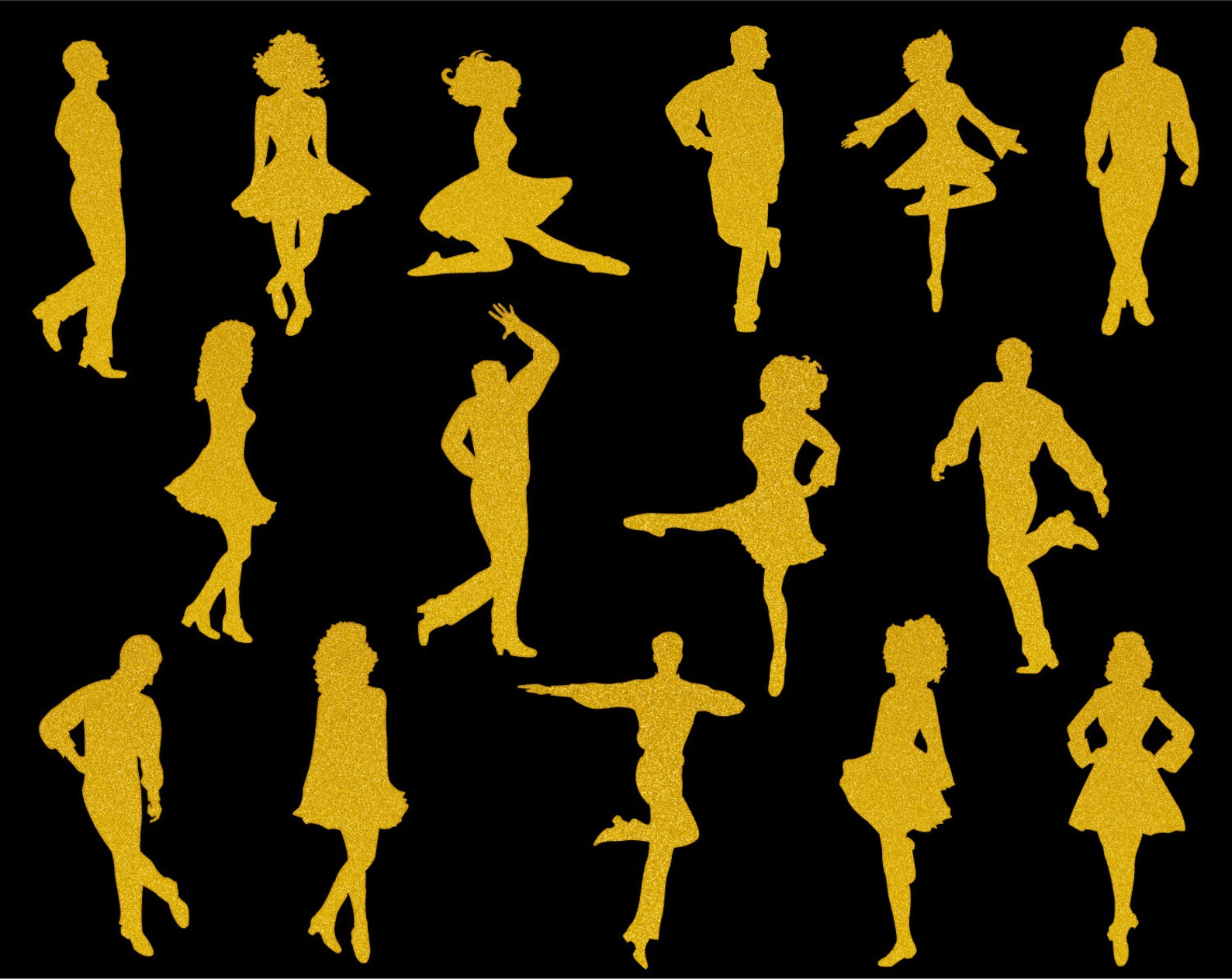 Irish Dancer SVG Silhouette Cricut People PNG Silhouette Dancer. Gold ...