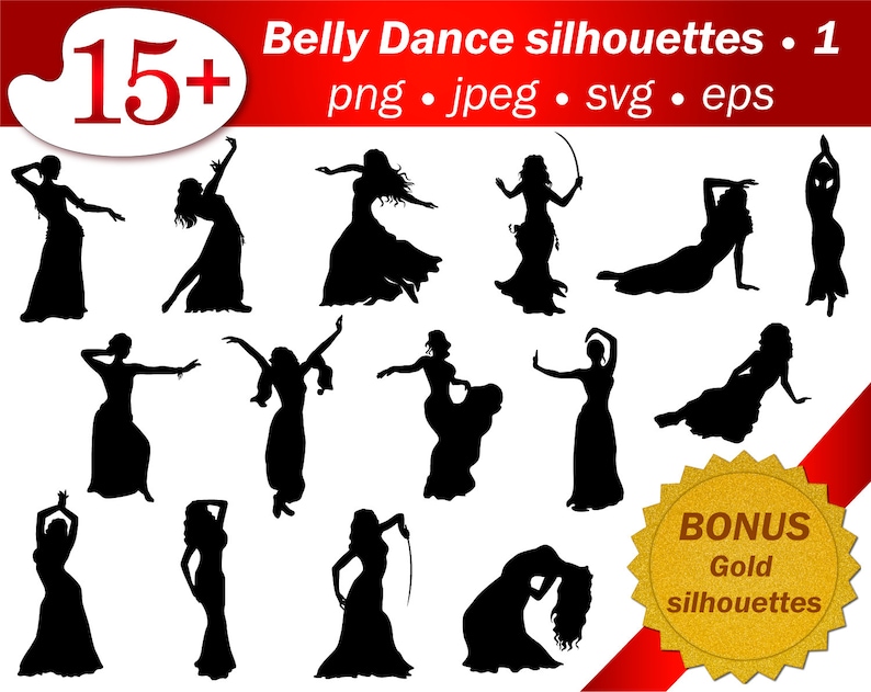 Belly Dance SVG Silhouette Cricut Cameo People Stensil Gold Glitter ...