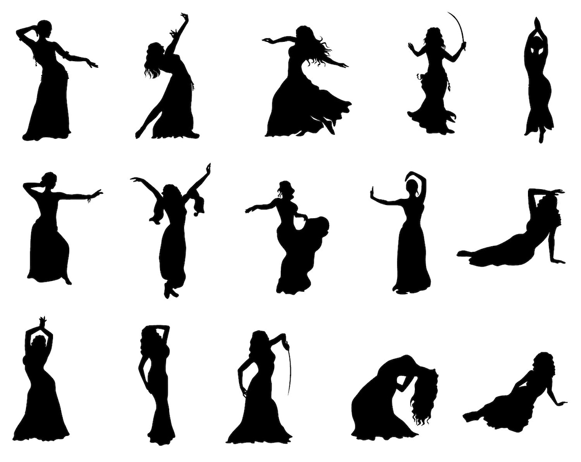 Belly Dance SVG Silhouette Cricut Cameo People Stensil Gold Glitter ...