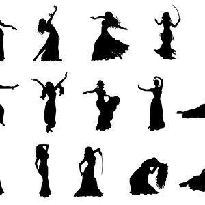 Belly Dance SVG Silhouette Cricut Cameo People Stensil Gold Glitter ...