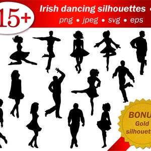 Irish Dancer SVG Silhouette Cricut People PNG Silhouette Dancer. Gold ...