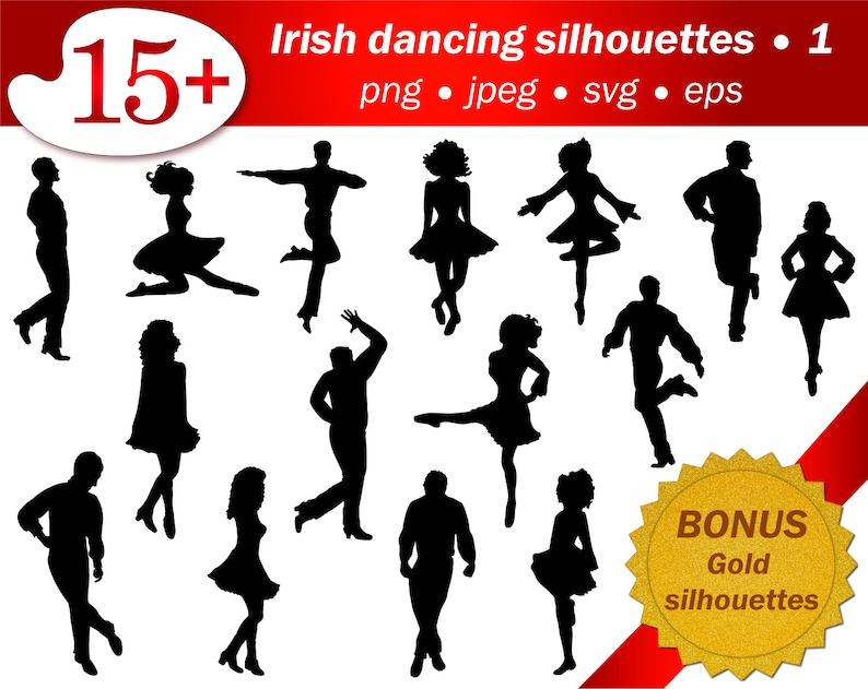 Irish Dancer SVG Silhouette Cricut People PNG Silhouette Dancer. Gold ...
