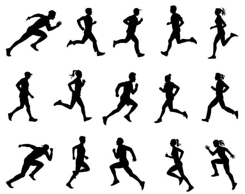 Running man people svg silhouette png stencil template cameo | Etsy