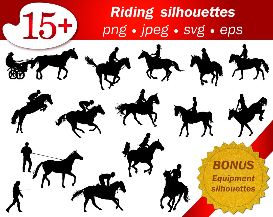 Horse Riding Svg Silhouette Stencil Template Cameo Cricut Vector ...
