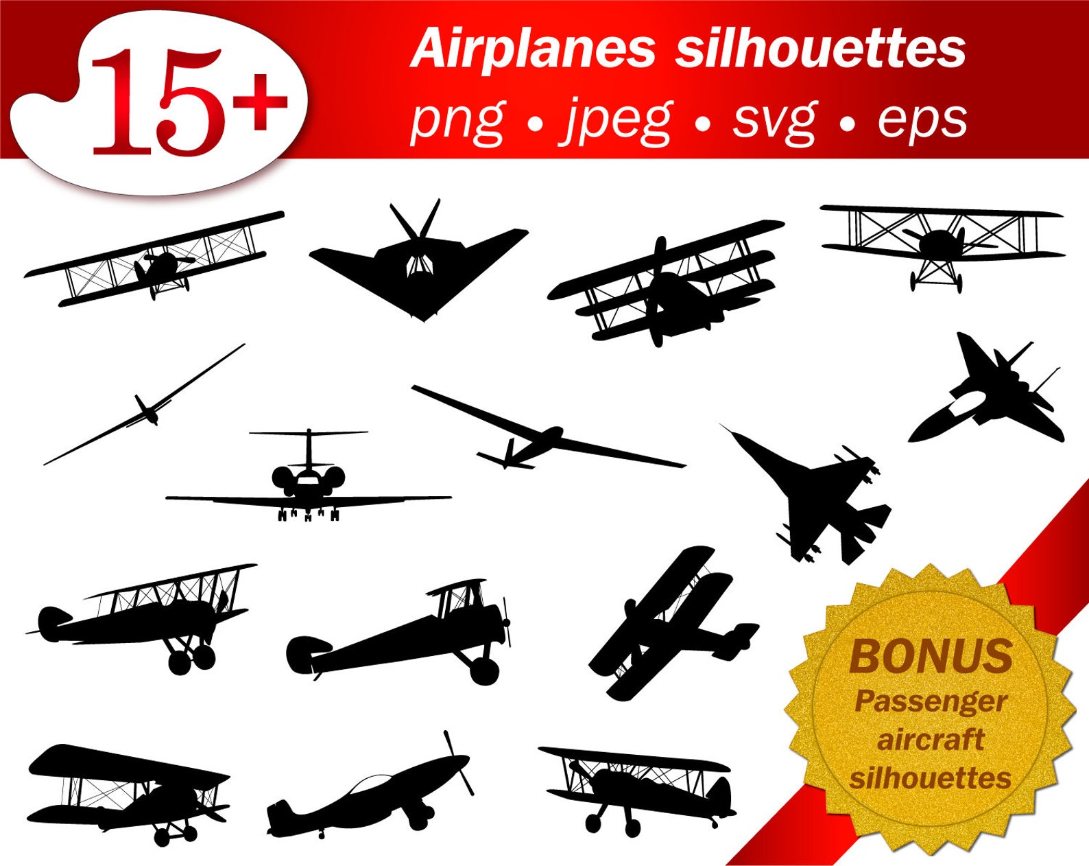 Planes Svg Silhouette Airplanes Png Stencil Template Cameo Free ...